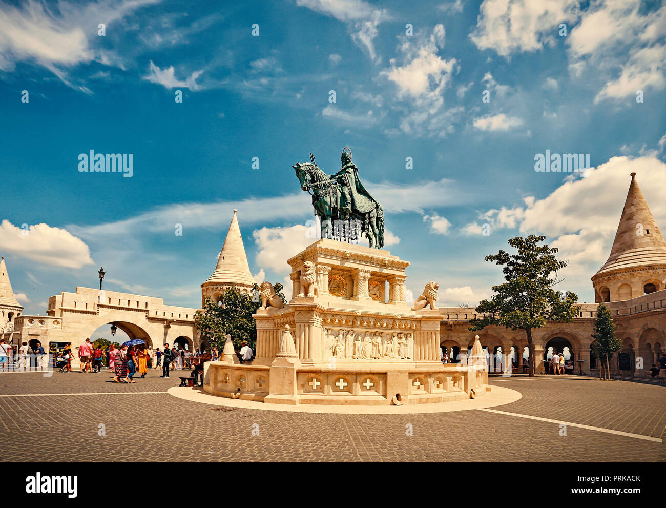 The Matthias church and statue of Stephen I the first king of Hungary ...