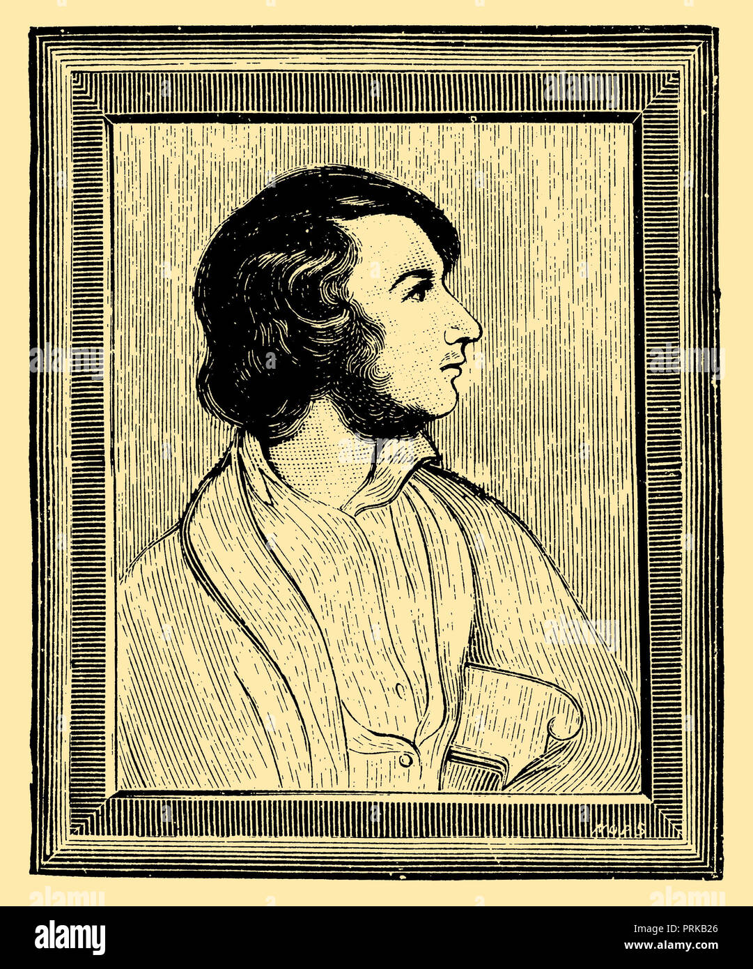 Robert Browning. After a daguerreotype from the year 1833, 1895 Stock ...