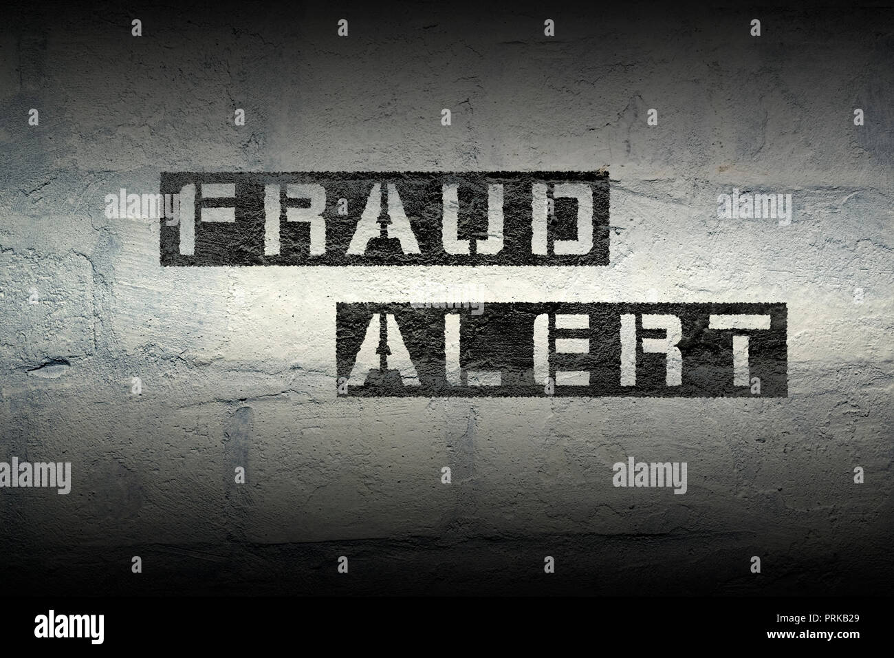fraud alert stencil print on the grunge white brick wall Stock Photo ...