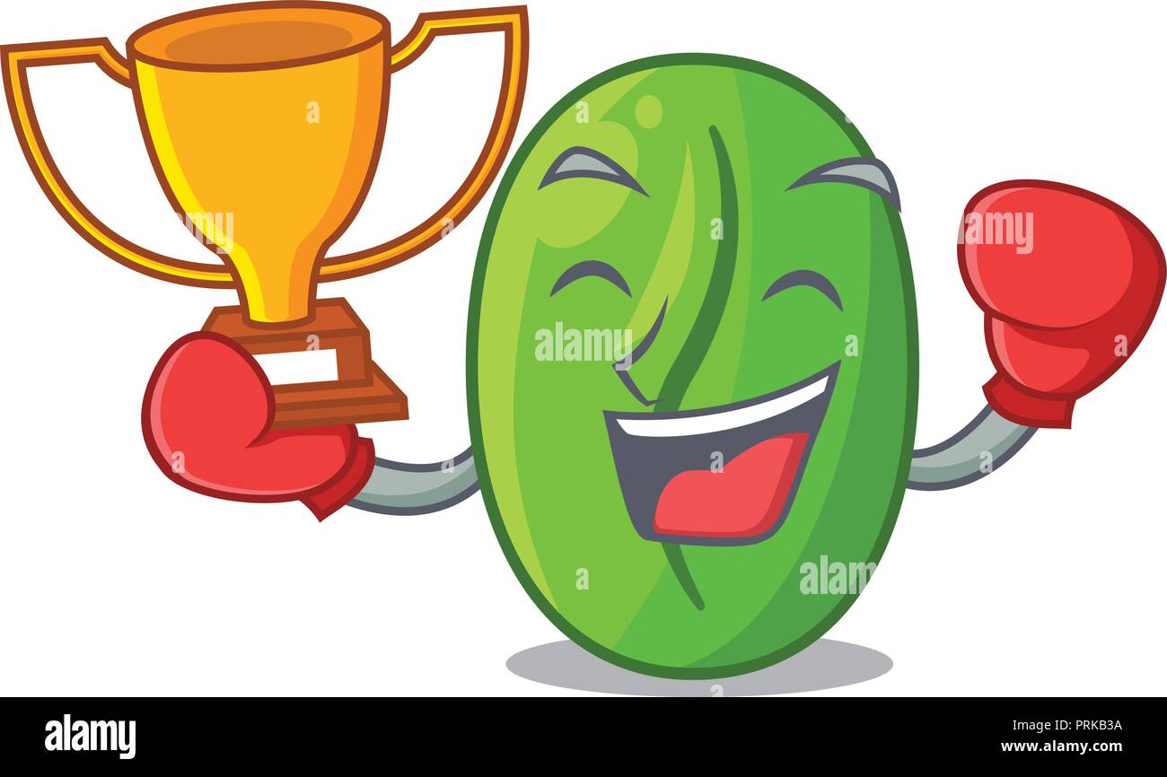 Boxing winner green coffee beans isolated on mascot Stock Vector Image ...