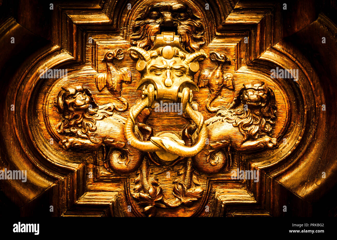 Detail of the Devil Door in Turin, Italy. Located in Via Vittorio ...