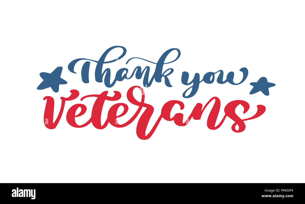 Thank you Veterans text. Calligraphy hand lettering vector card ...