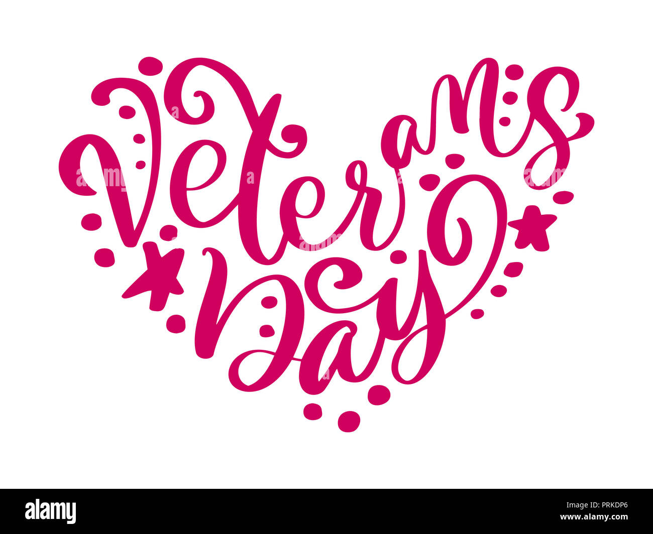 Veterans Day card in form of heart. Calligraphy hand lettering vector ...