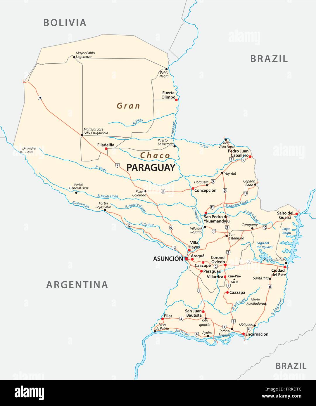 Paraguay map outline Stock Vector Images - Alamy