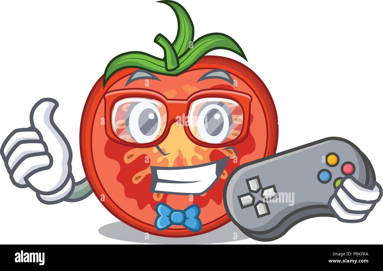 Gamer cartoon fresh tomato slices for cooking vector illustration Stock ...