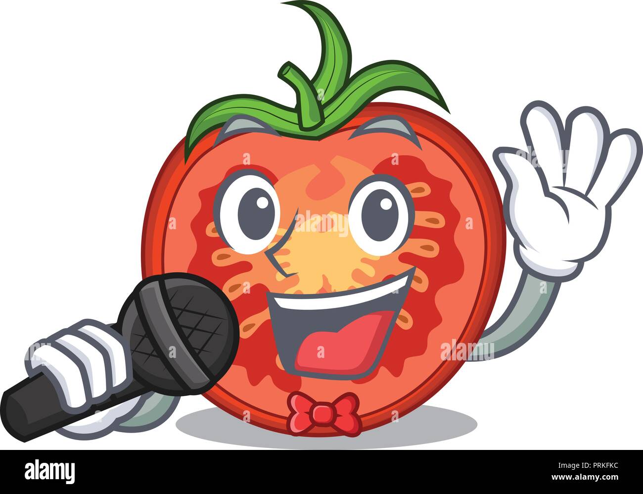 Singing cartoon fresh tomato slices for cooking vector illustration ...