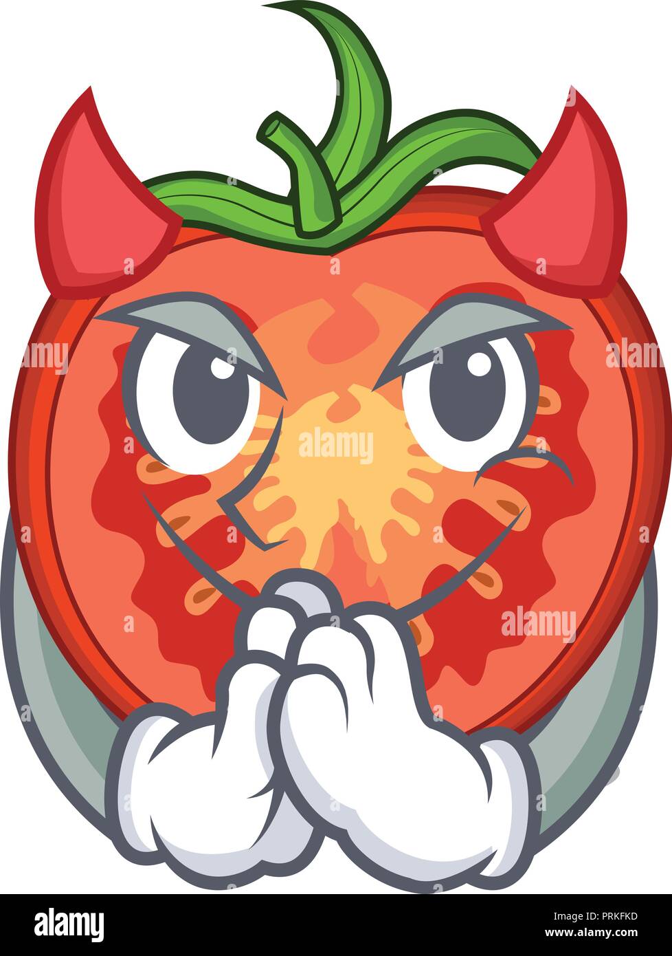Devil cartoon fresh tomato slices for cooking vector illustration Stock ...