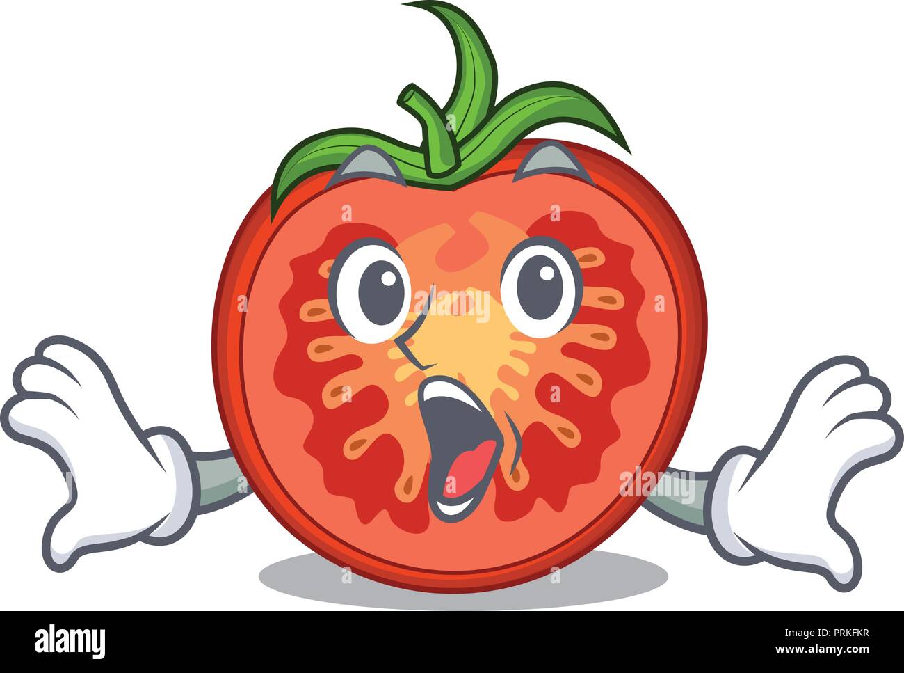 Surprised cartoon fresh tomato slices for cooking vector illustration ...