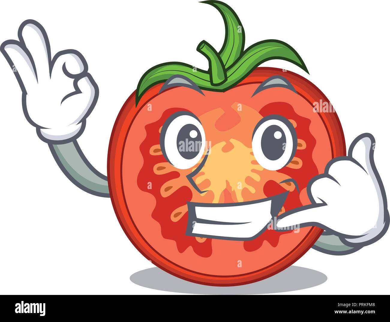 Call me red tomato slices isolated on mascot vector illustration Stock ...
