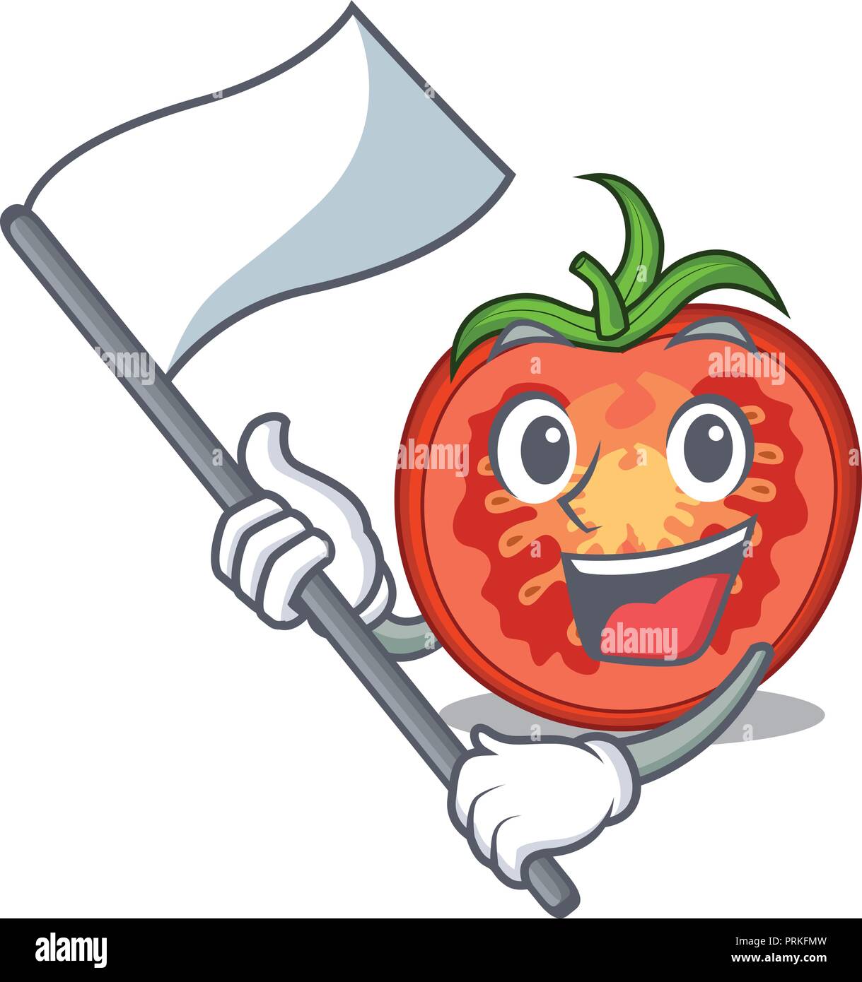 With flag red tomato slices isolated on mascot vector illustration ...