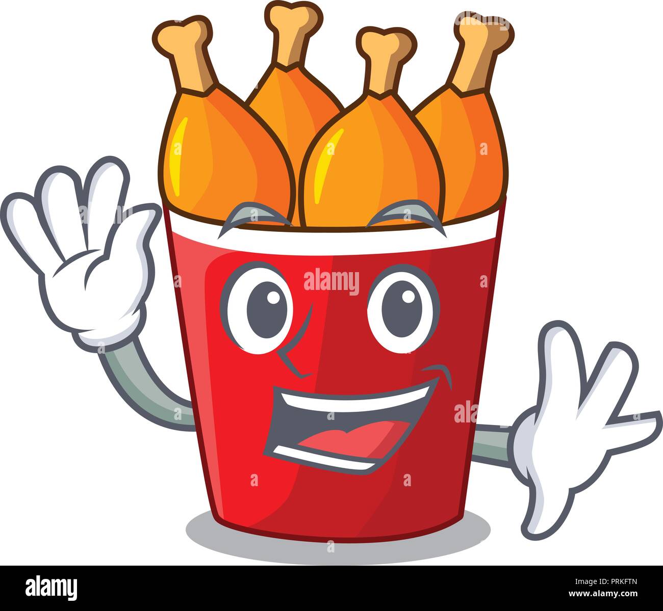 Waving fried chicken in red bucket cartoon Stock Vector Image & Art - Alamy