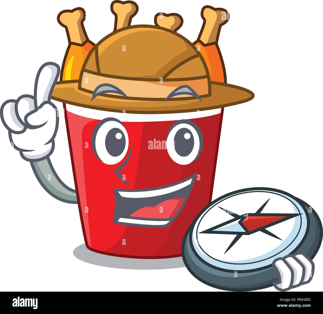 Explorer fried chicken in big cartoon bucket box Stock Vector Image ...