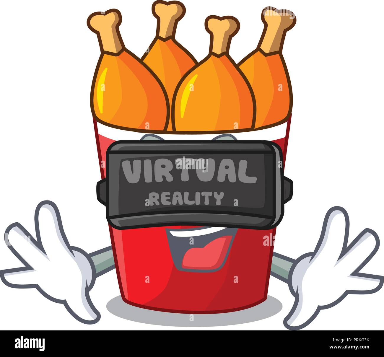 Virtual reality fried chicken in big cartoon bucket box Stock Vector ...