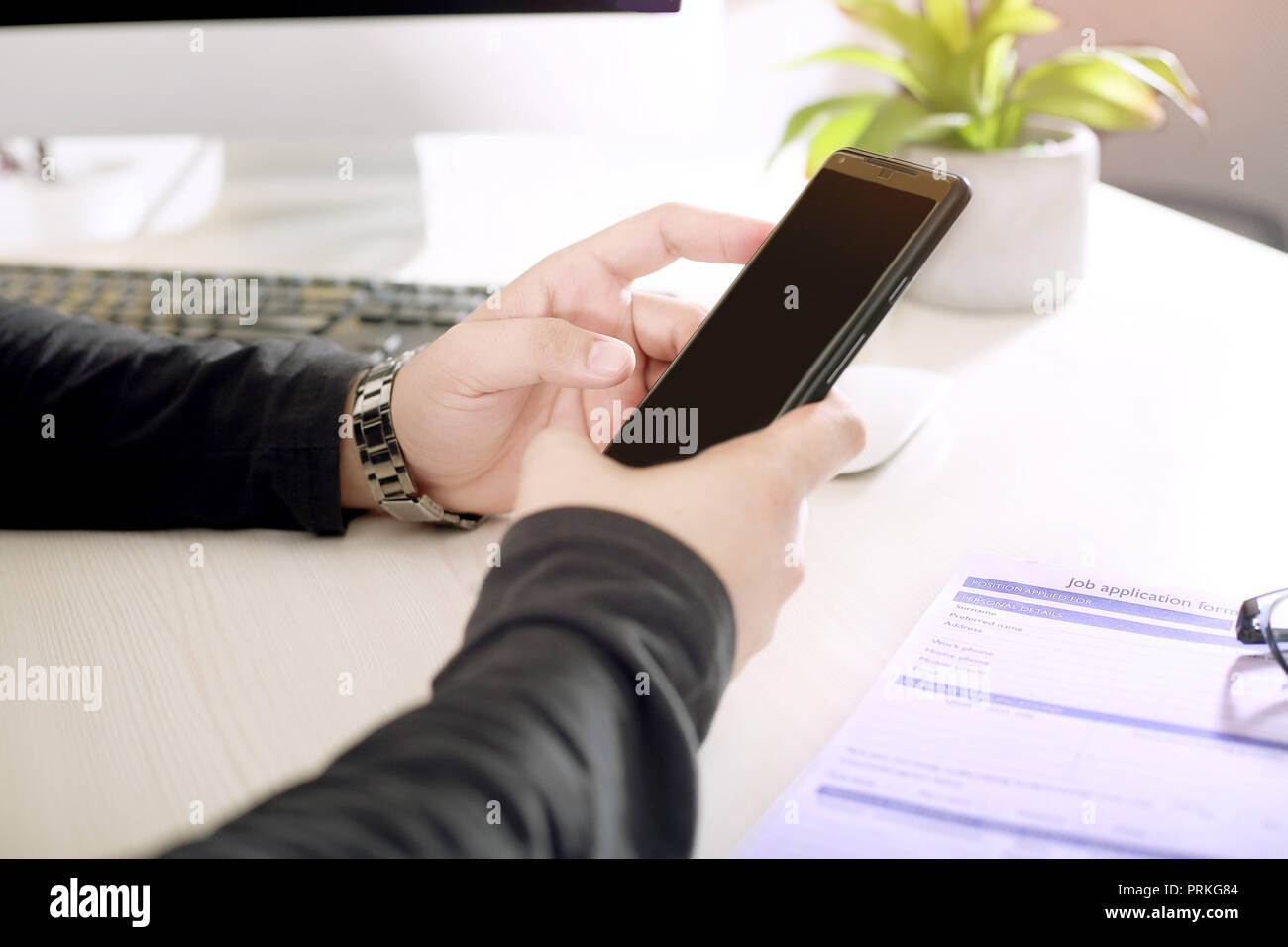 Business man working on desktop hi-res stock photography and images - Alamy