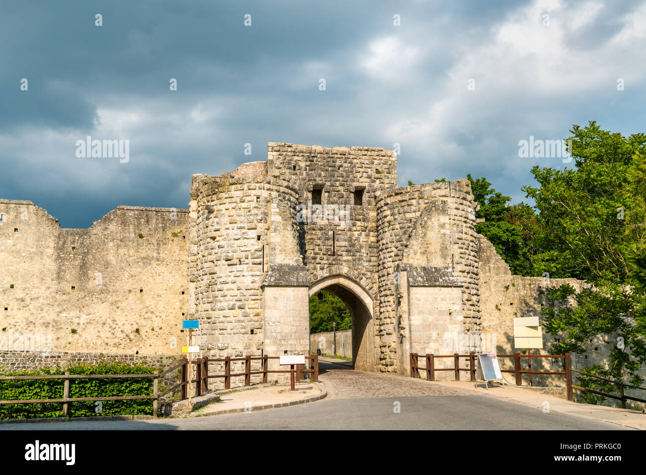 Saint Jean Gate in the medieval city walls of Provins, France Stock ...