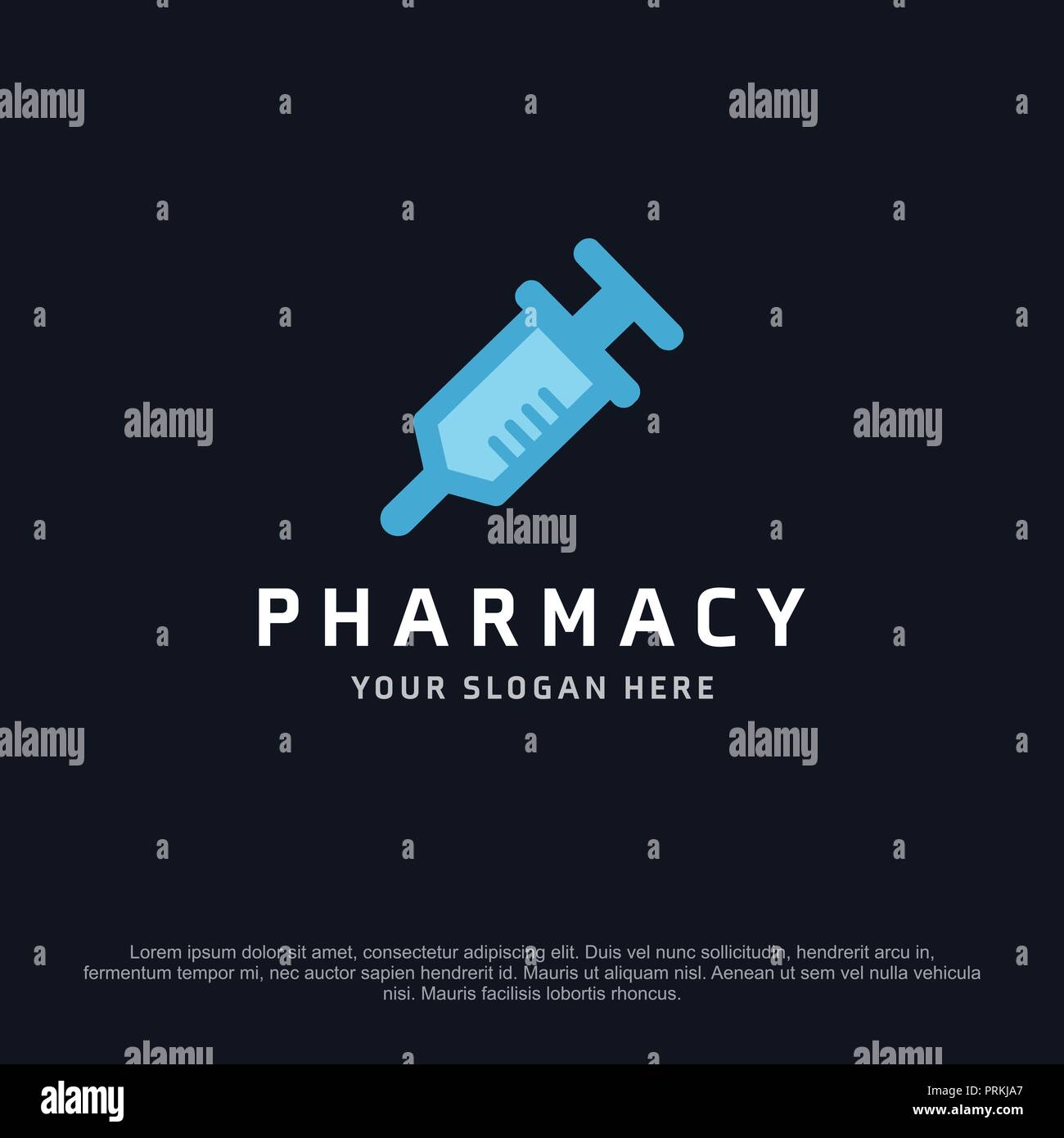 Pharmacy logo design with typography and dark background vector Stock ...