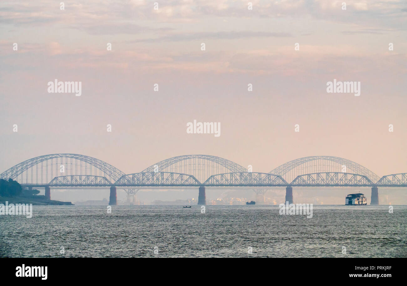 Angwa Bridge across the Irrawaddy River Stock Photo - Alamy