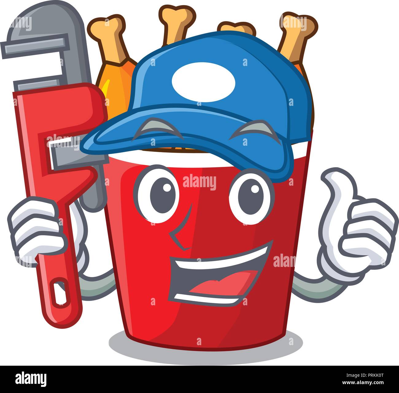 Plumber fried chicken bucket isolated on mascot Stock Vector Image ...