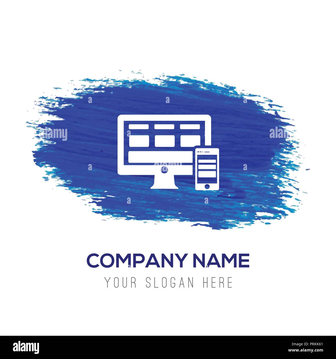 Desktop Computer Icon - Blue watercolor background Stock Vector Image ...