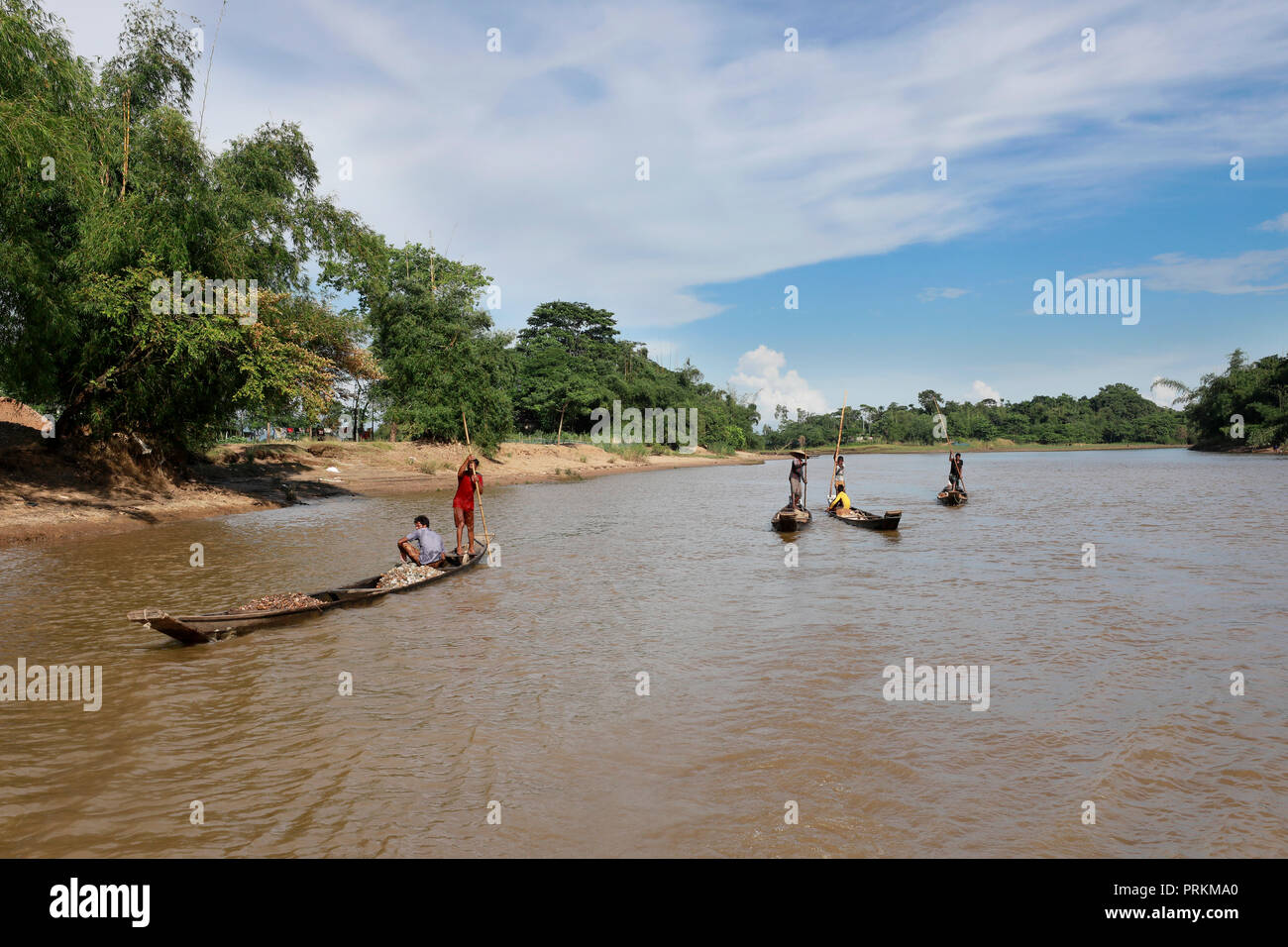 Sylhet, Bangladesh - September 22, 2018: Piyain River a trans-boundary ...