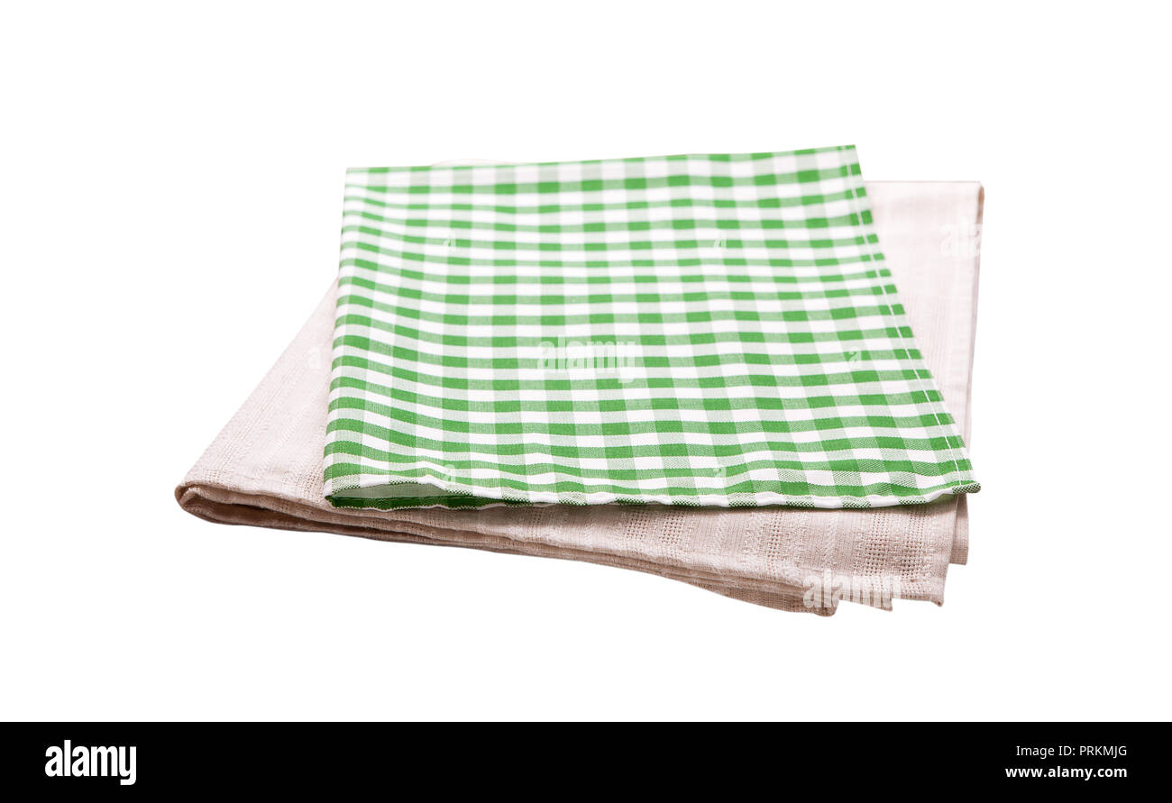 White linen tablecloth or napkin close up isolated on white background ...