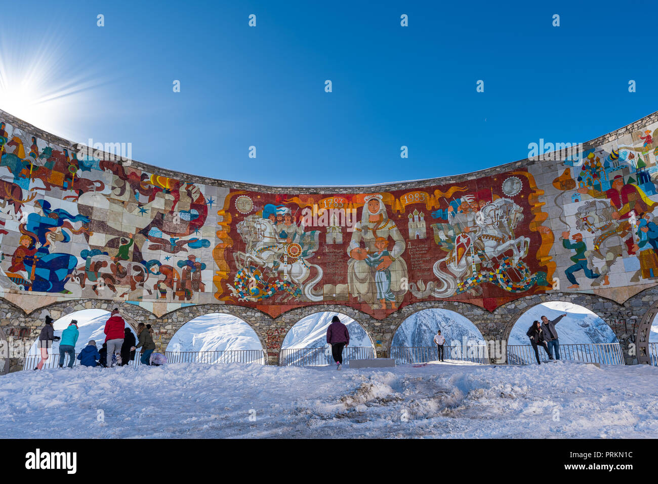 GUDAURI, GEORGIA - DEC.13,2017 : Georgia-Russia Friendship Monument ...