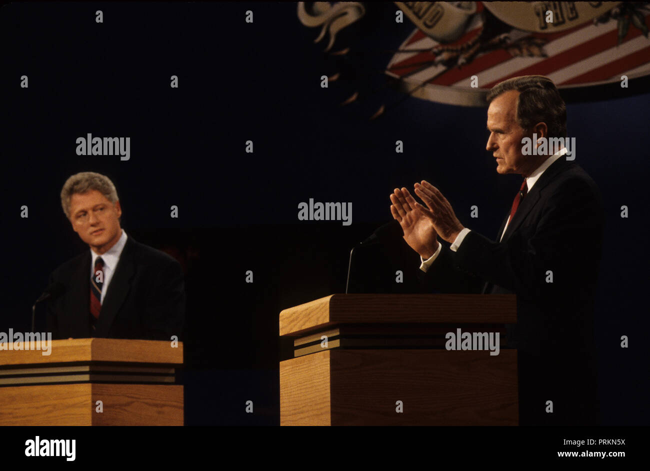 President Hubert Walker Bush and candidate Bill Clinton at the first ...