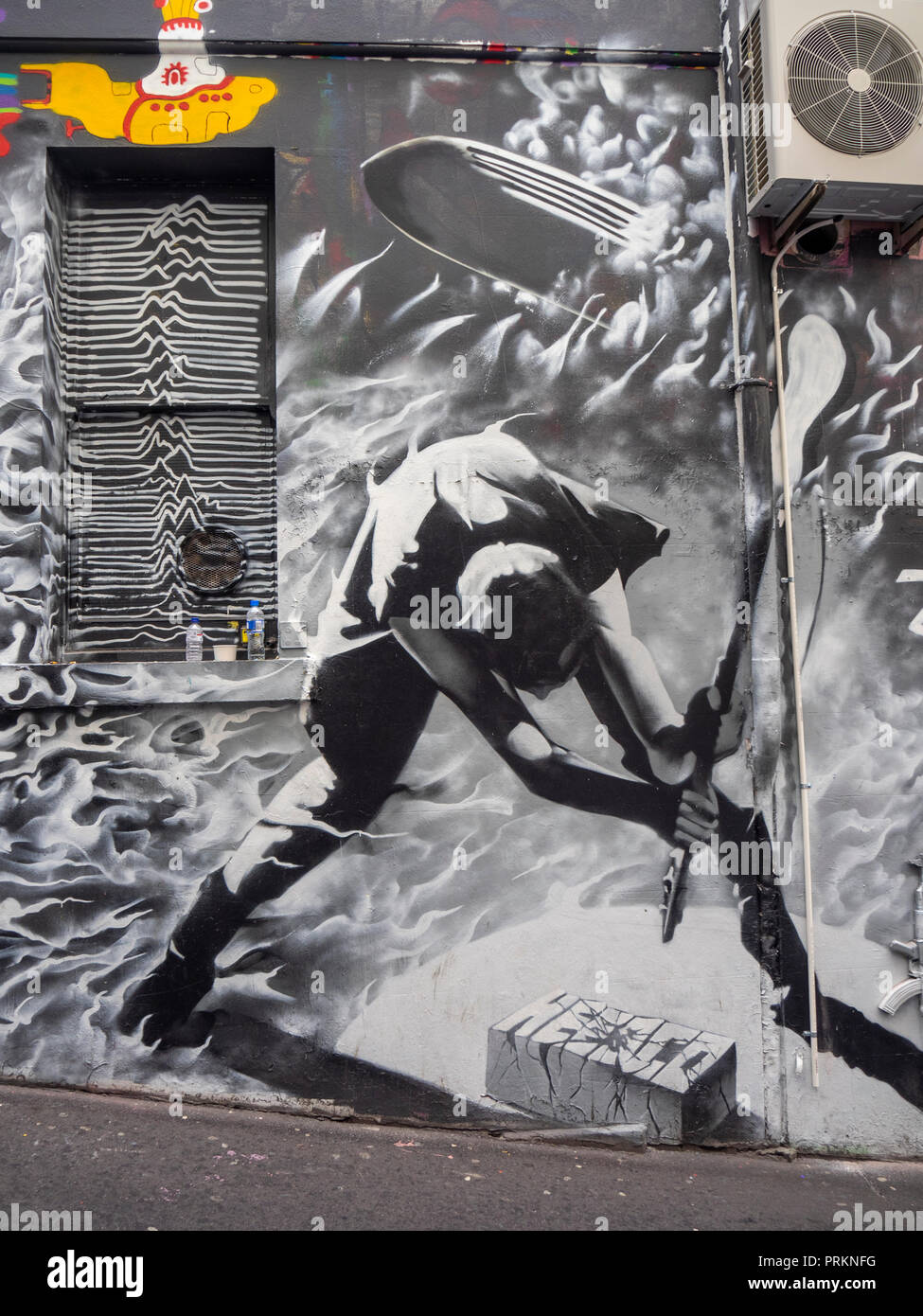 Street art painted on the walls of AC/DC Lane Melbourne Victoria ...