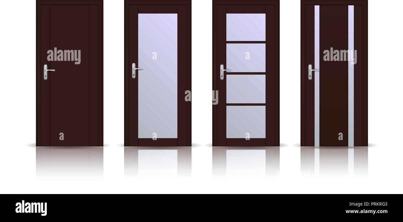 Brown wooden doors. Set of interior designs Stock Vector Image & Art ...