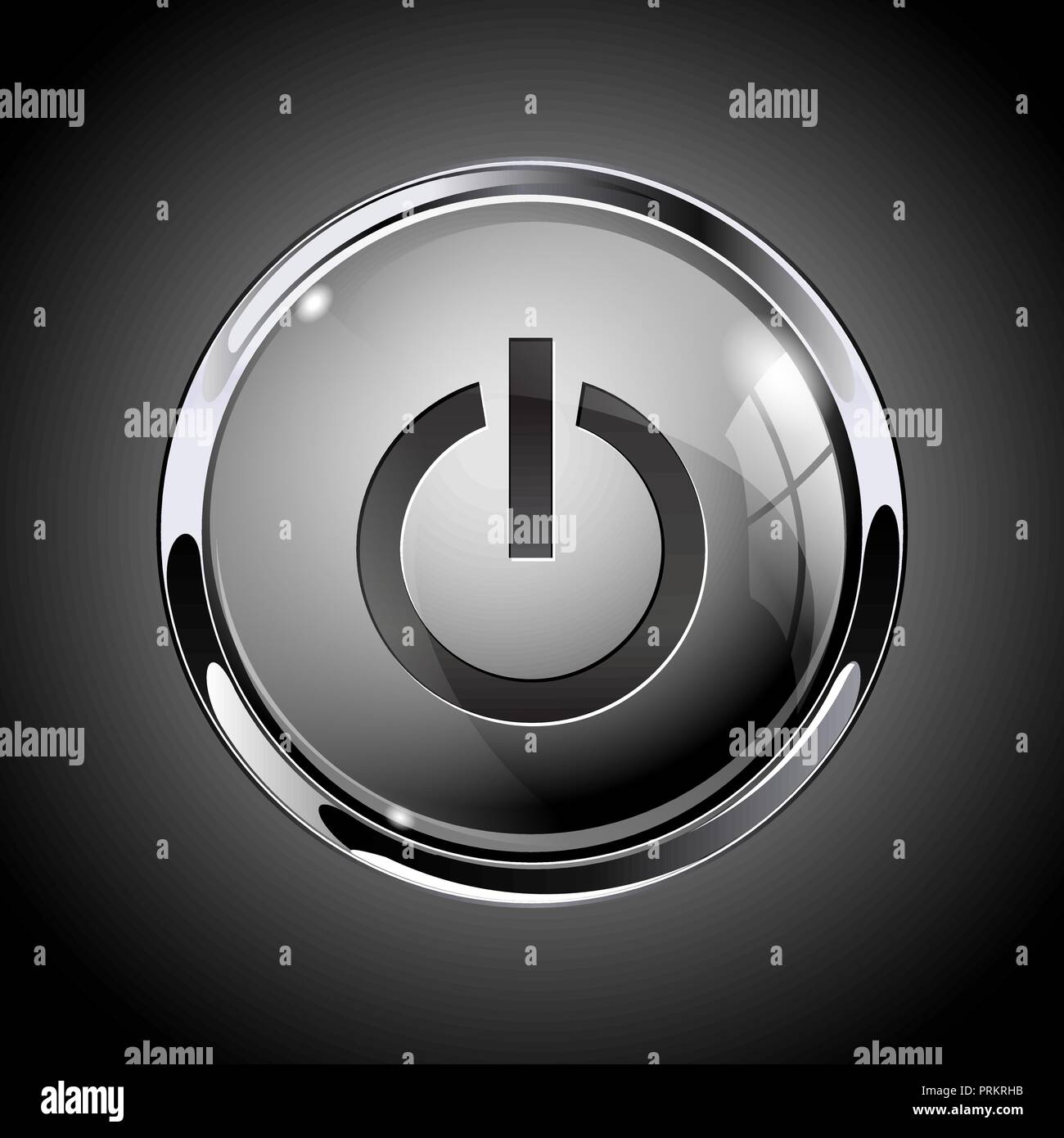 Power button. 3d shiny gray icon for media Stock Vector Image & Art - Alamy