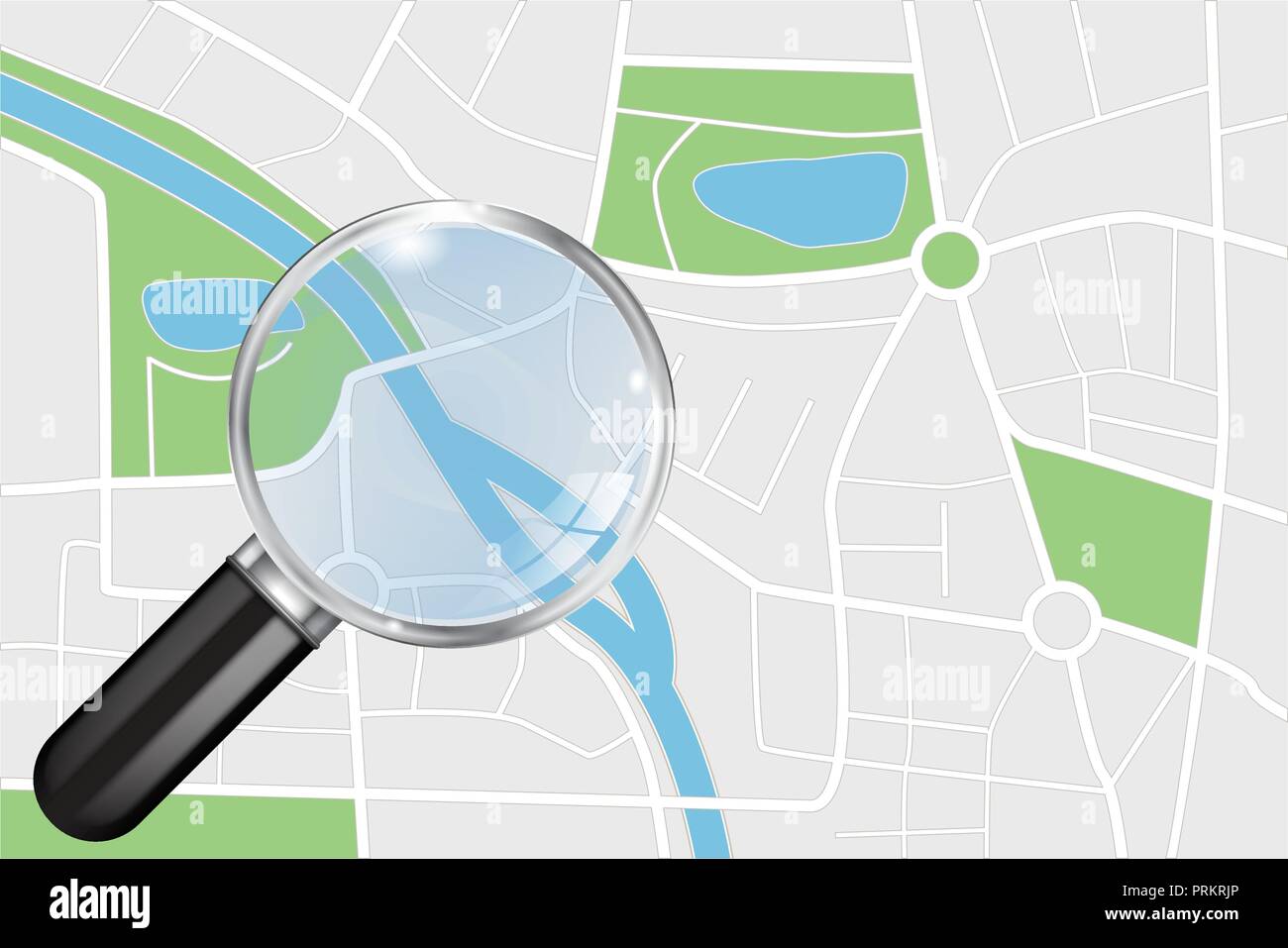 City map and Transparent Magnifying glass Stock Vector Image & Art - Alamy