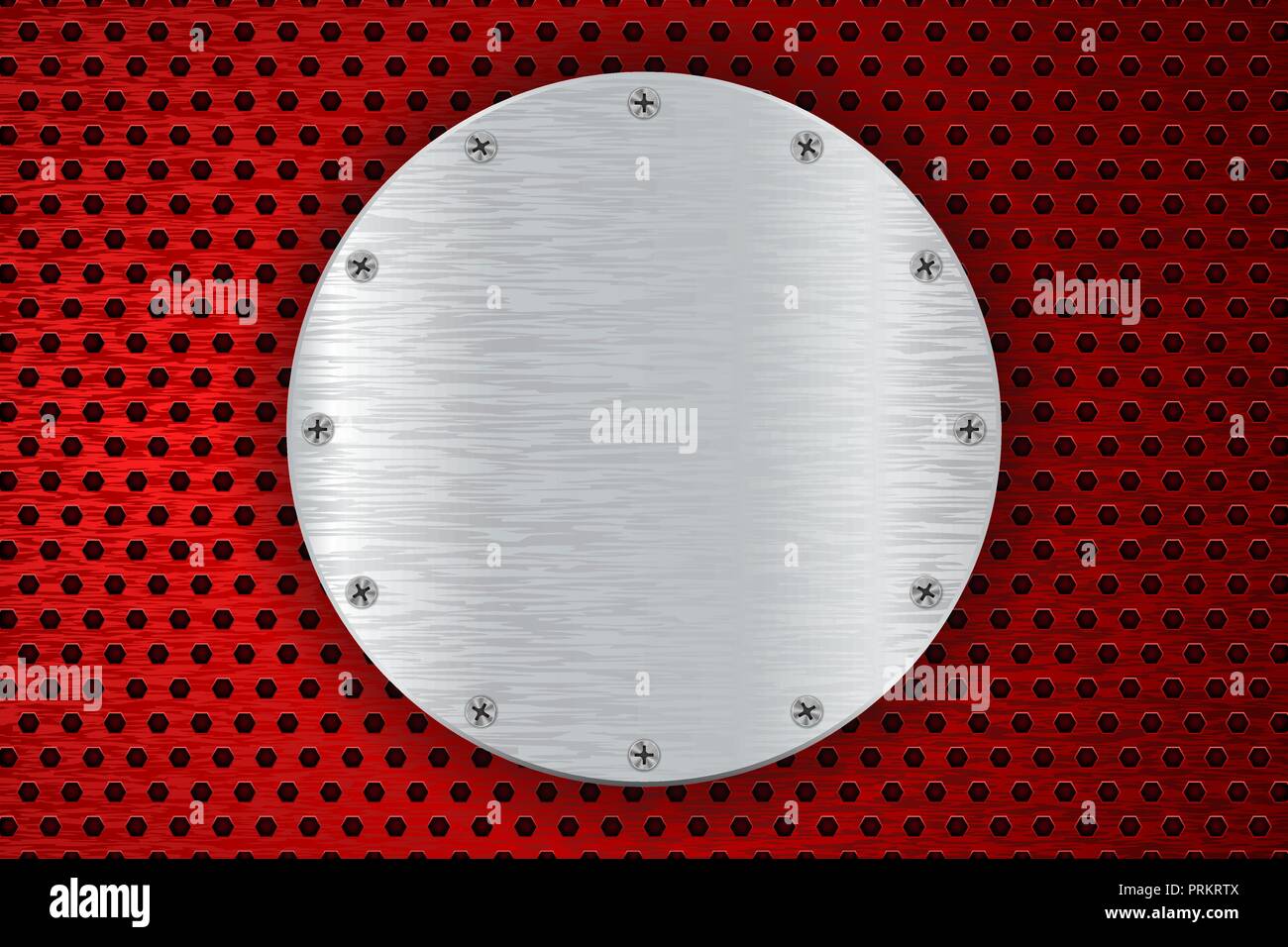 Red metal perforated background with steel plate Stock Vector Image ...