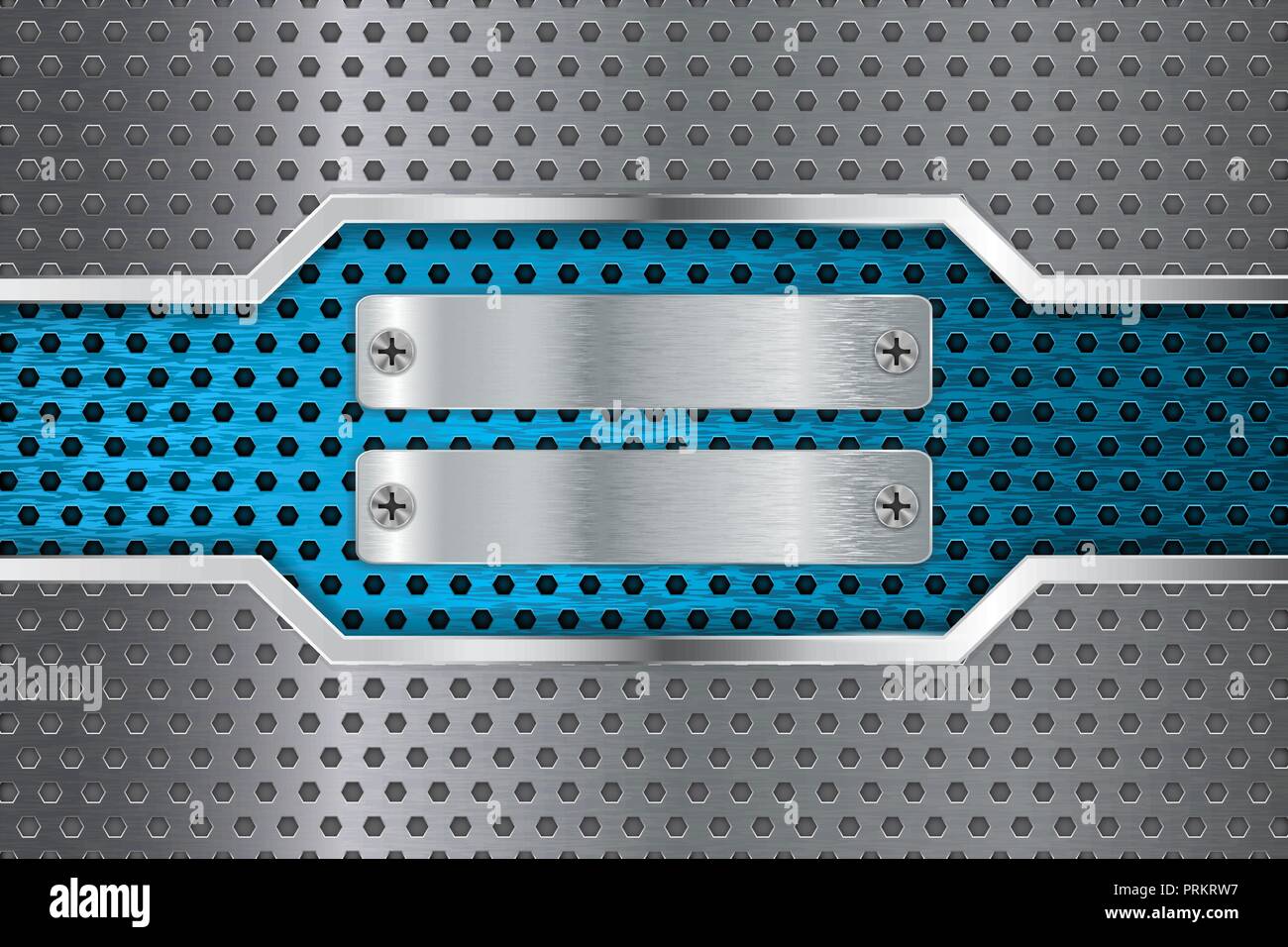 Metal perforated texture with blue element Stock Vector Image & Art - Alamy