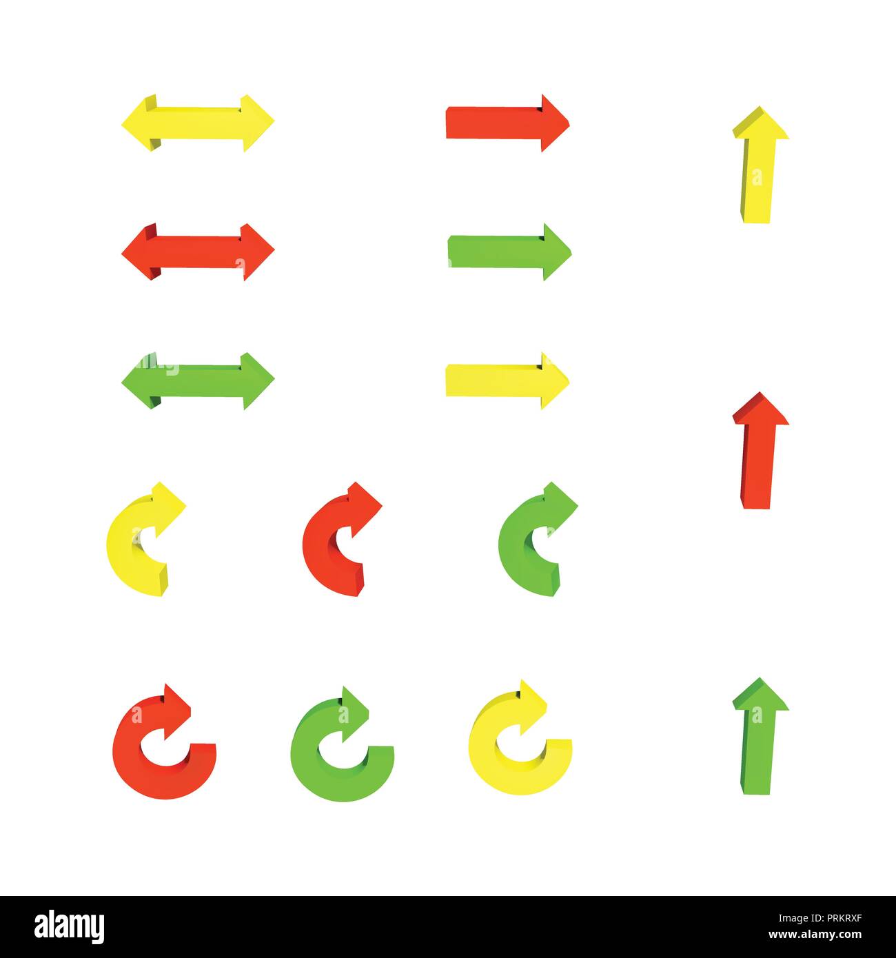 Set of arrows. 3D. Yellow, red and green Vector illustration Stock ...