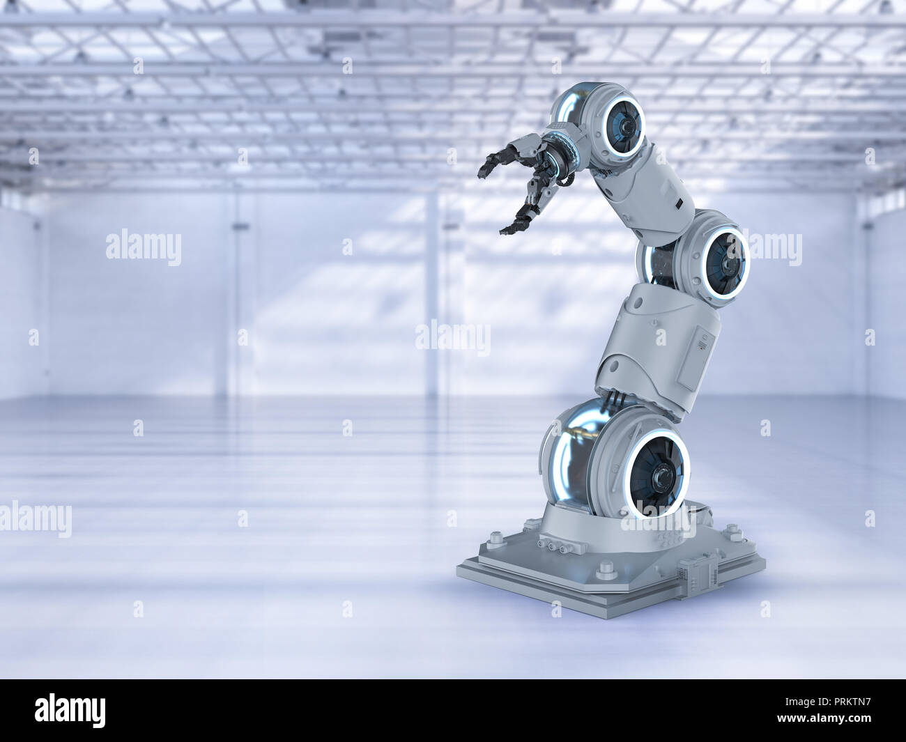 3d rendering white robotic arm on white background Stock Photo - Alamy