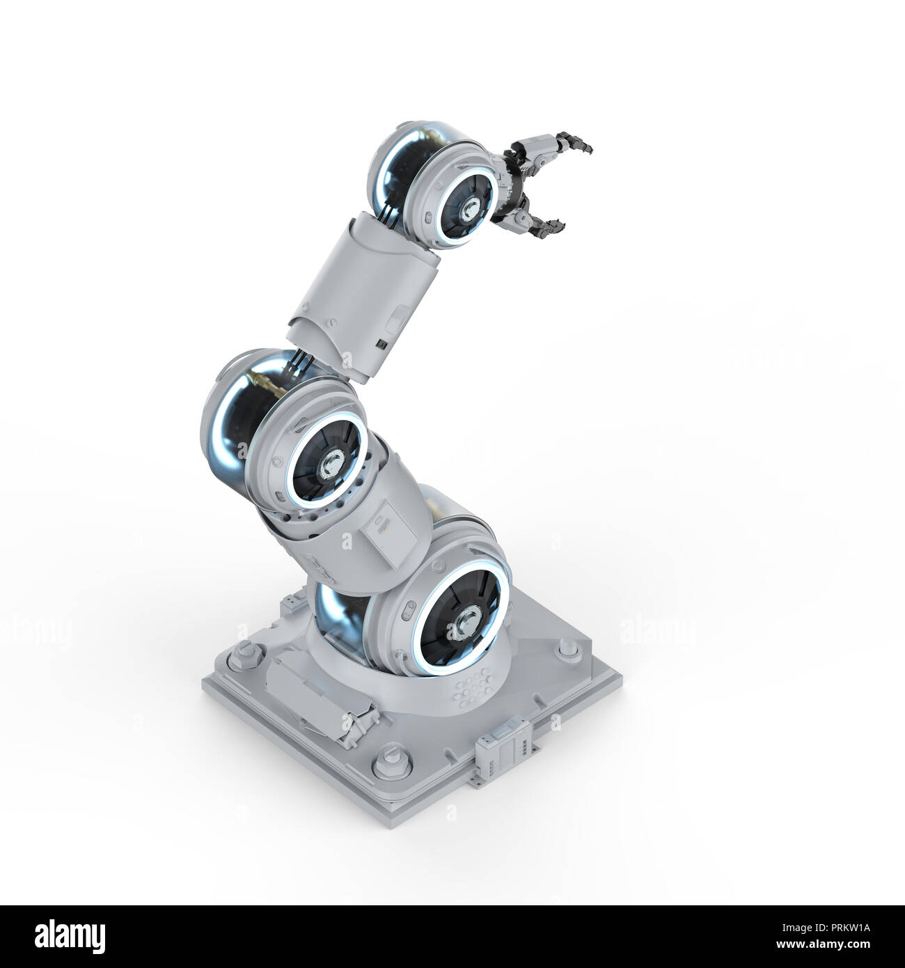 3d rendering white robotic arm on white background Stock Photo - Alamy