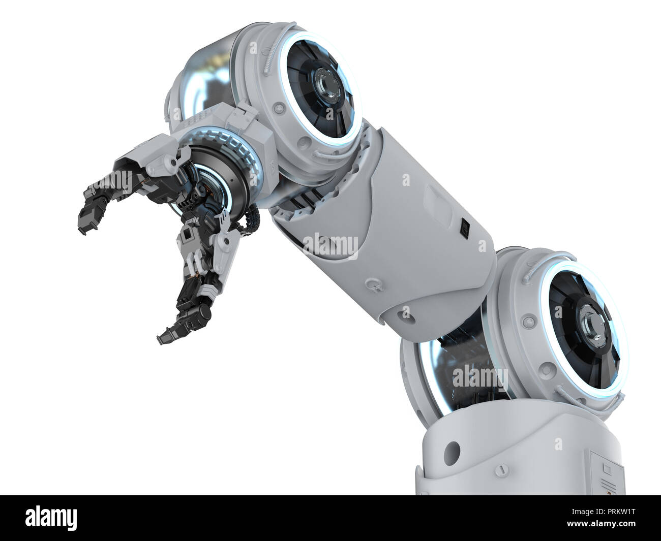 3d rendering white robotic arm on white background Stock Photo - Alamy