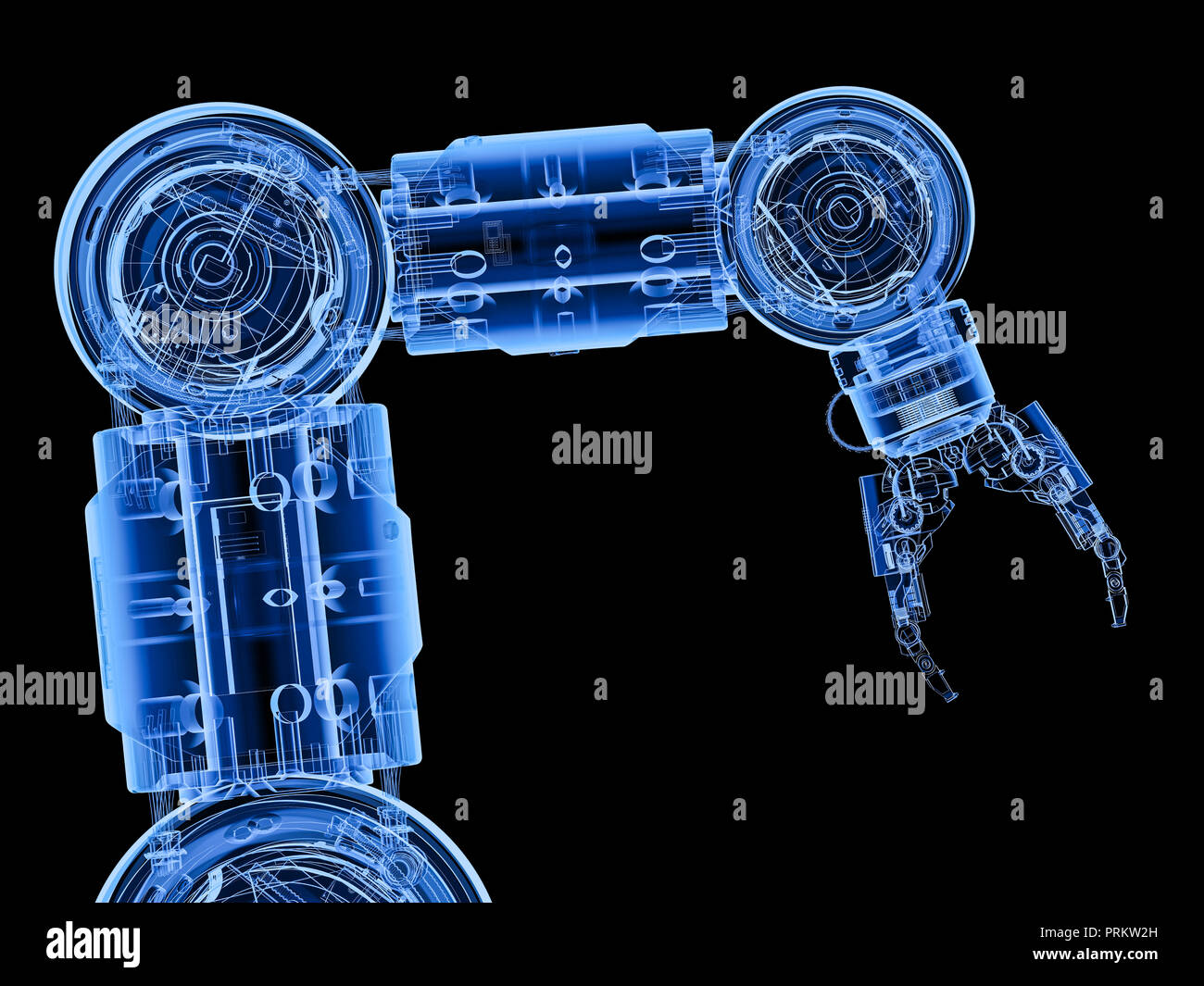 3d rendering x-ray robotic arm isolated on black background Stock Photo ...