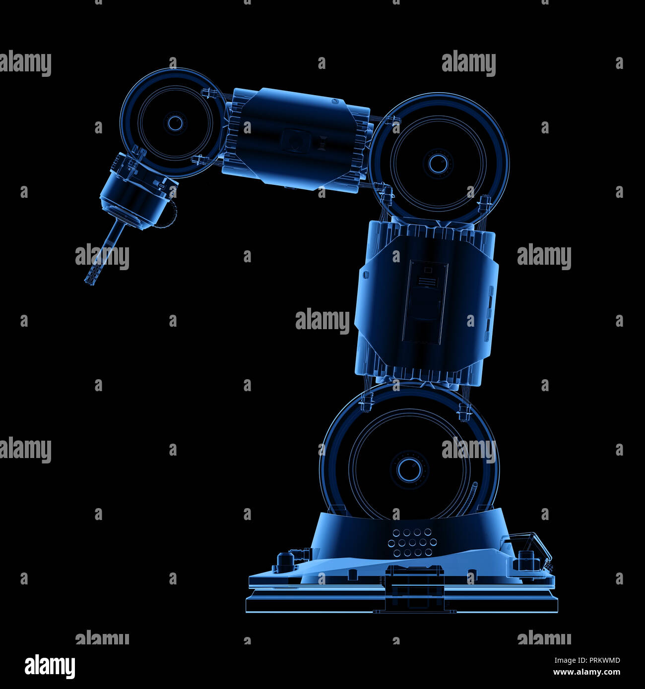 3d rendering x-ray welder robotic arm isolated on black background ...