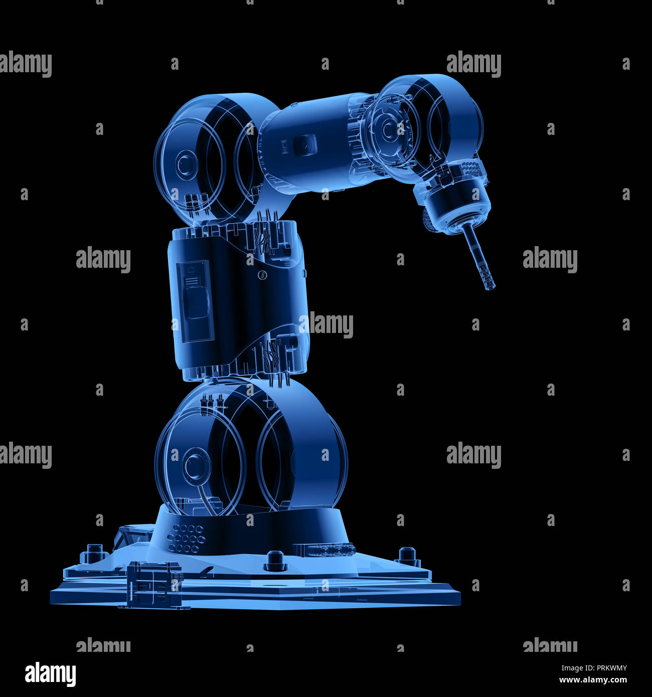3d rendering x-ray welder robotic arm isolated on black background ...