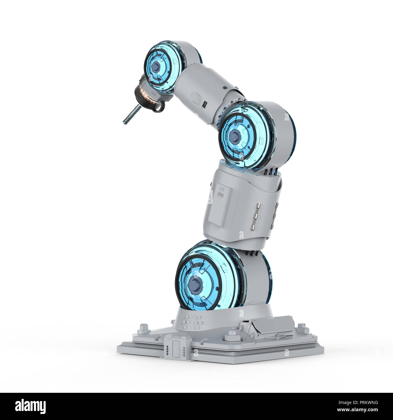 3d rendering welder robotic arm on white background Stock Photo - Alamy