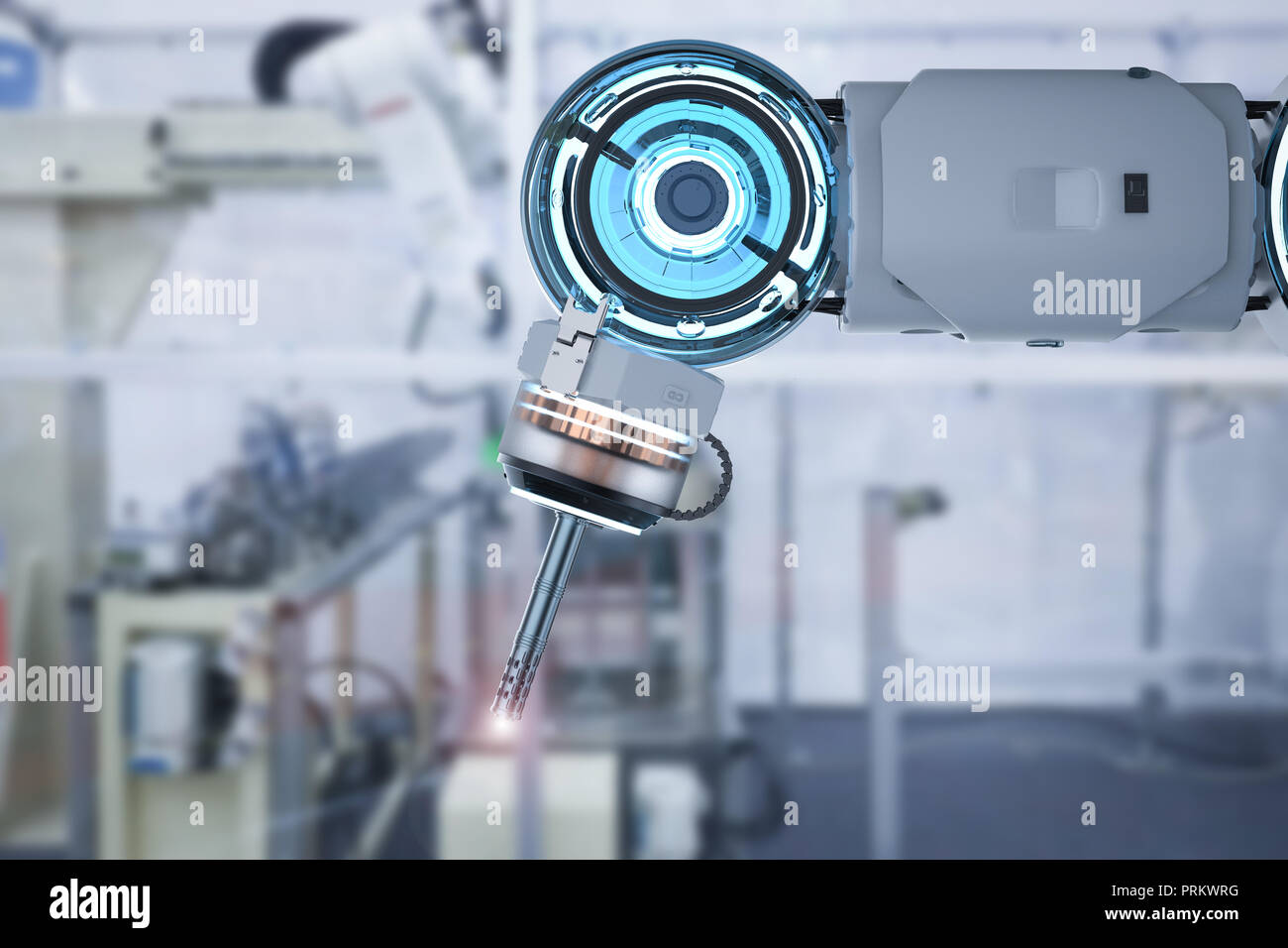 3d rendering welder robotic arm on white background Stock Photo - Alamy