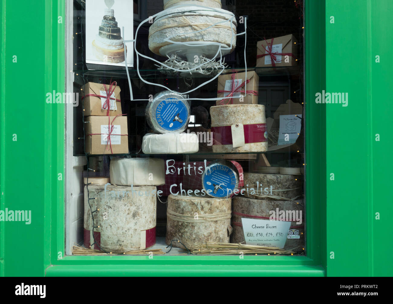 Whitstable Cheese shop and specialist window display Stock Photo - Alamy