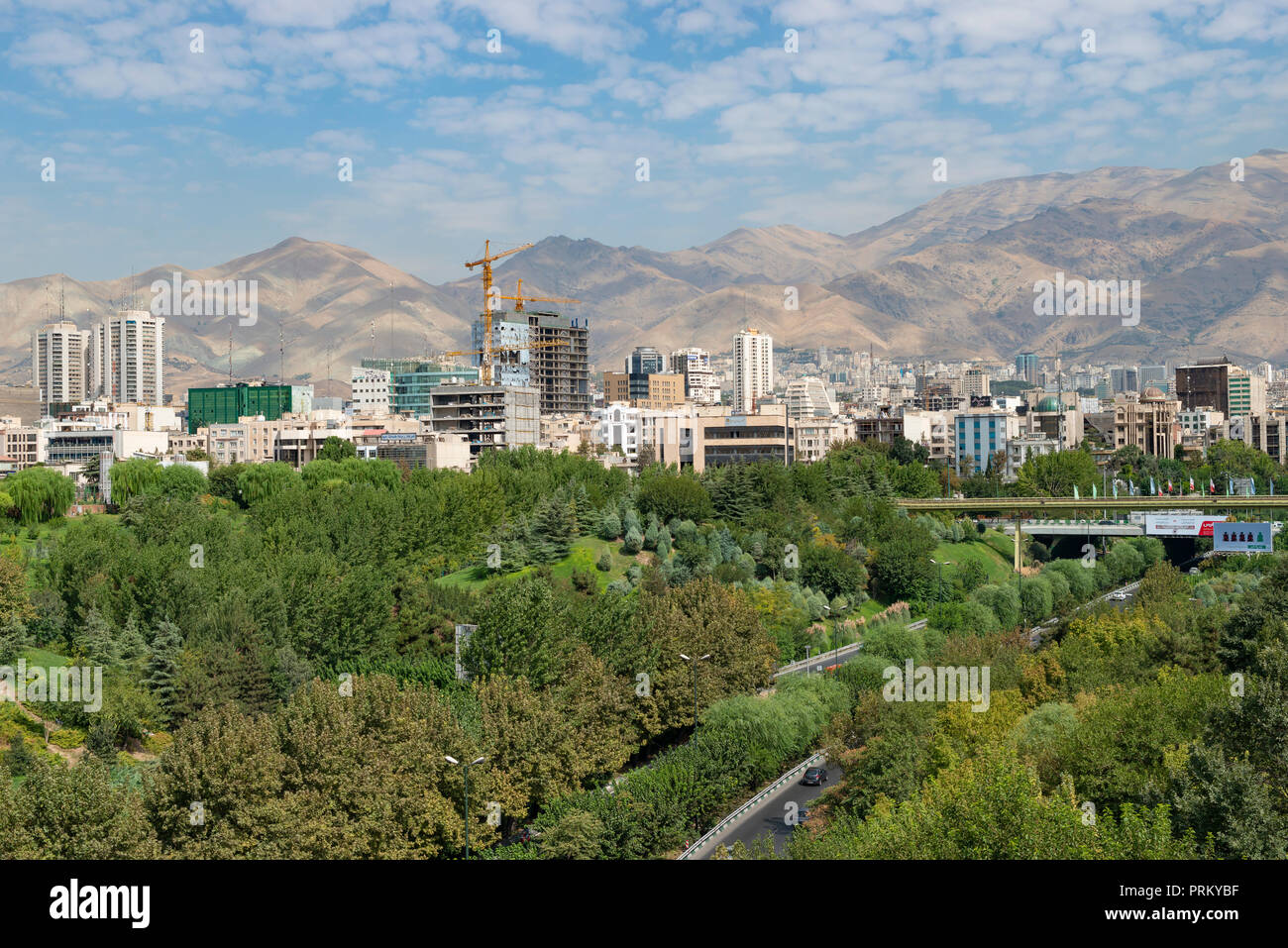 Teheran capital of Iran, city view with mountains and new buildings ...