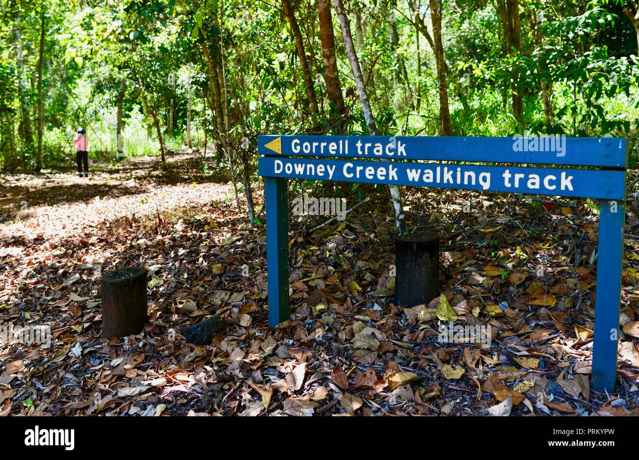 Gorrell and downey creek walking track sign hi-res stock photography ...