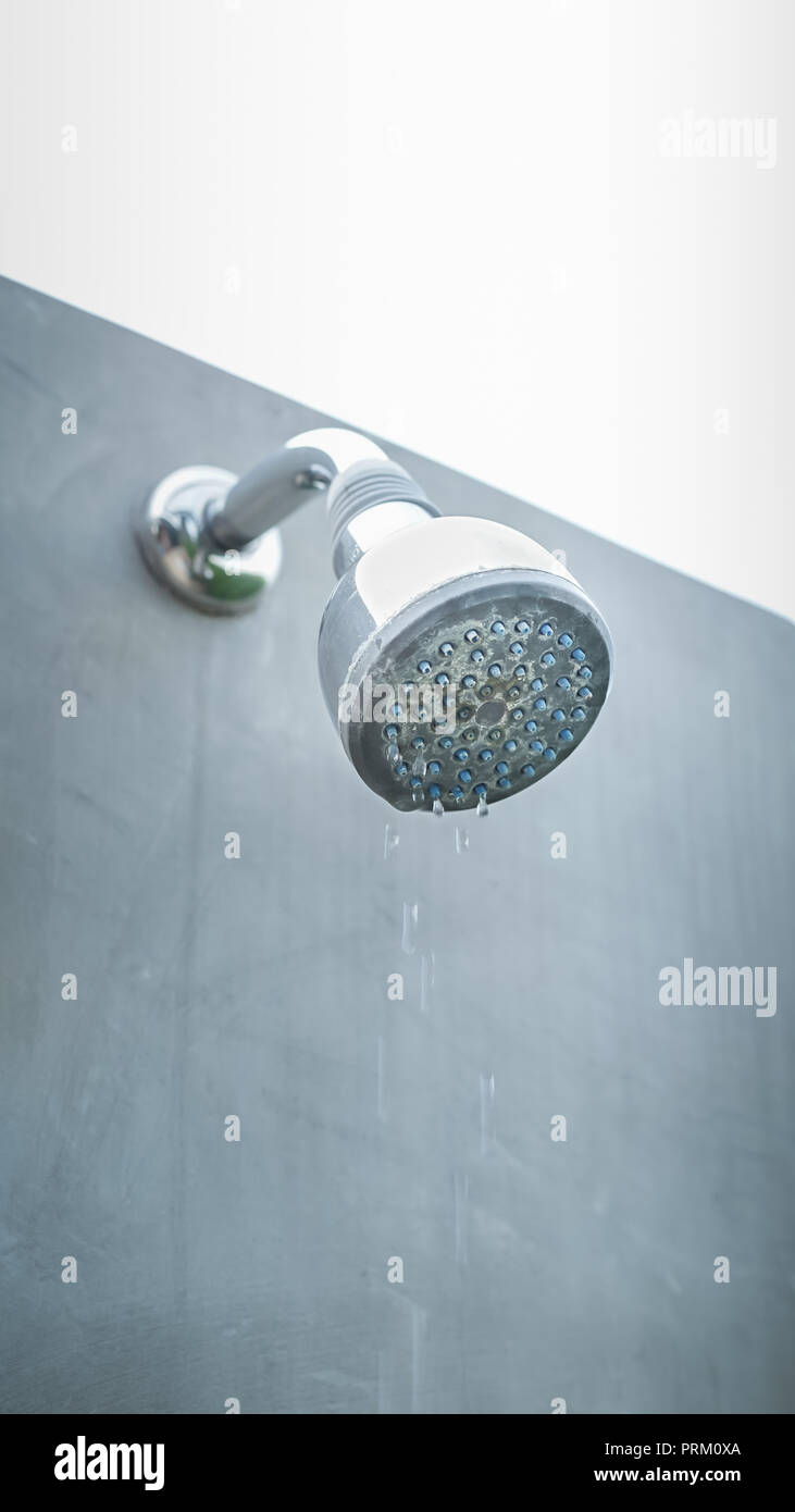 Water drop and dirty shower head is in outdoor shower point Stock Photo ...