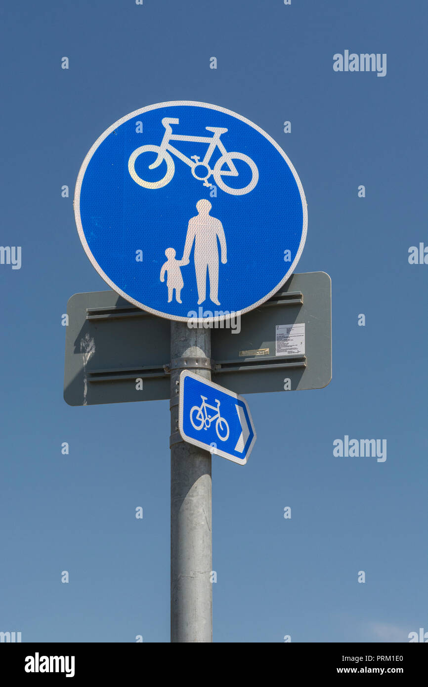 Pedestrian Cycle Lane Sign On High Resolution Stock Photography and ...