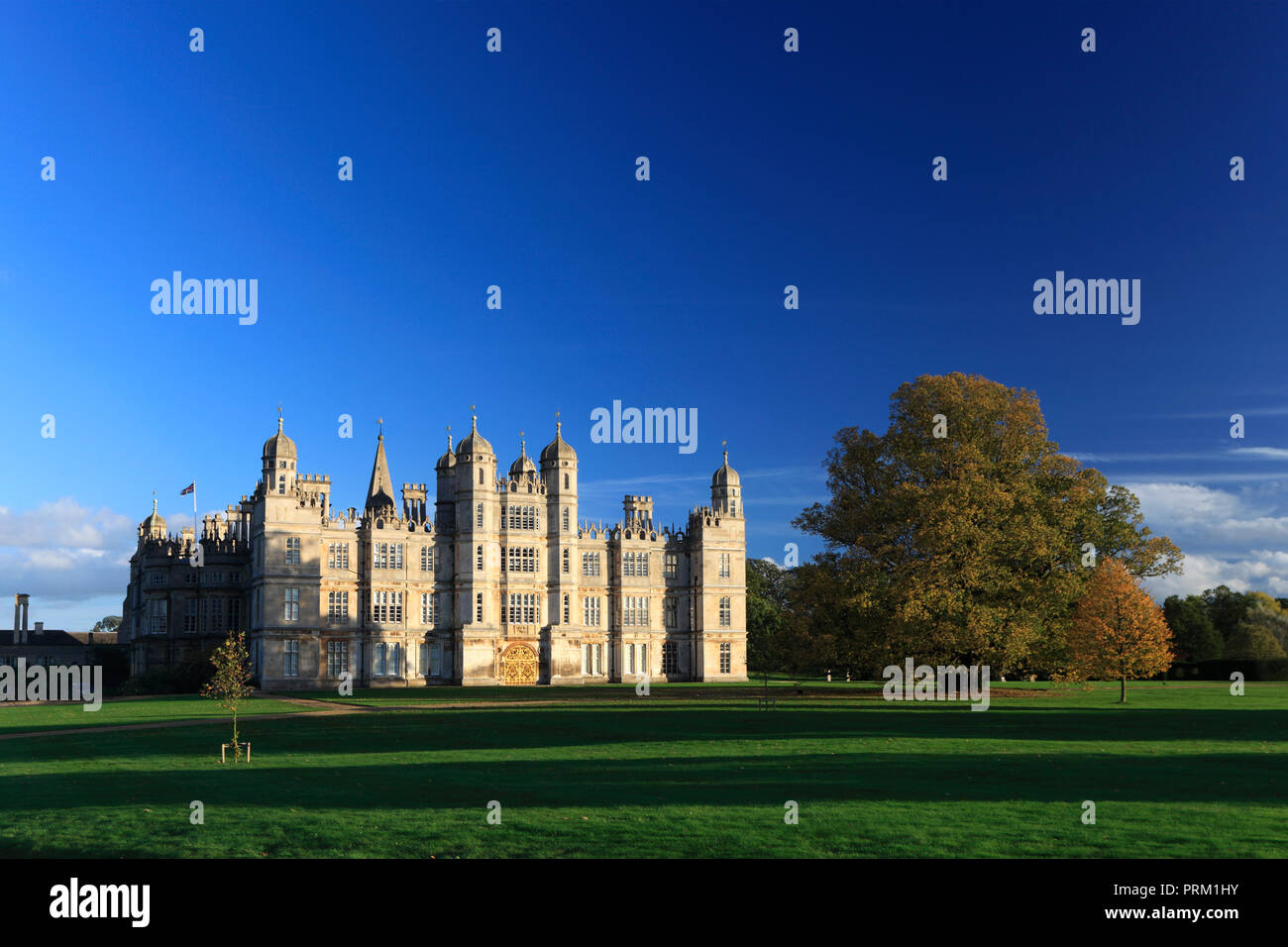 Autumn colours, Burghley House, Elizabethan Stately Home on the border ...