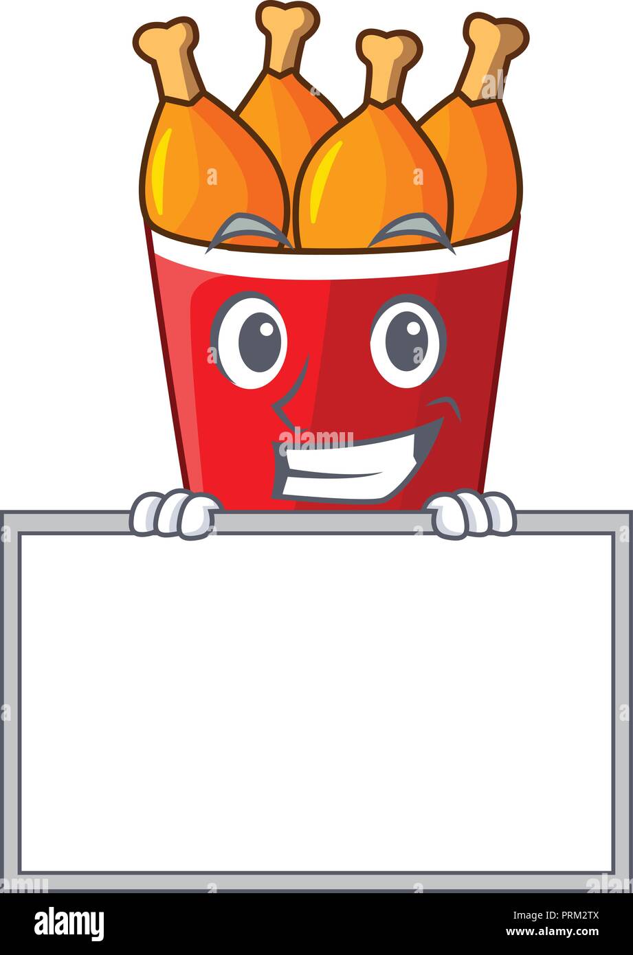 Grinning with board character bucket chicken fried fast food Stock ...