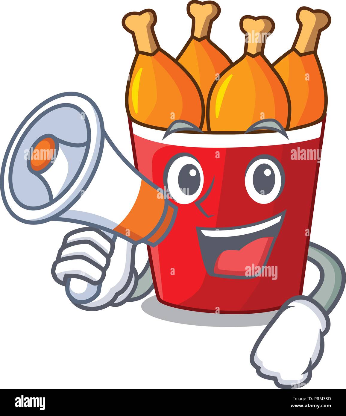 With megaphone character bucket chicken fried fast food Stock Vector ...